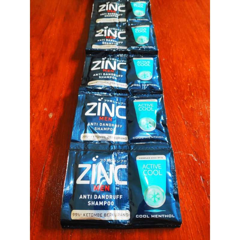 Jual ZINC MEN ACTIVE COOL SHAMPO ZINC 1 RENCENG ISI 24 SACHET SAMPO ...
