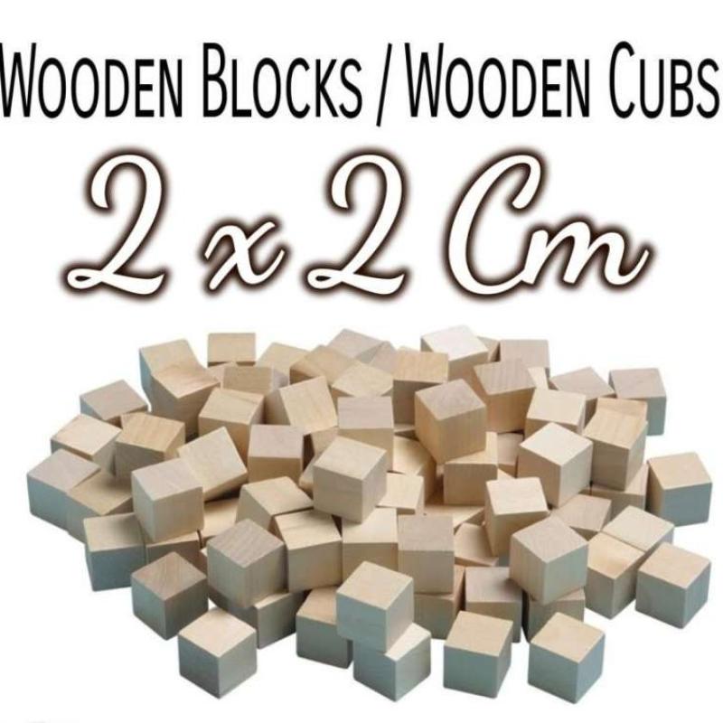Jual Square Wooden Block 2x2 Wood cubes cm balok kayu kecil bahan craft ...