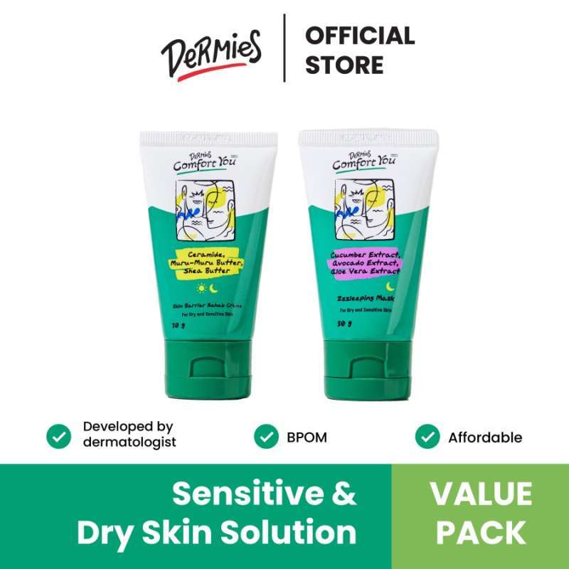 Promo Dermies Sensitive & Dry Skin Solution - Ceramide Cream& Sleeping ...