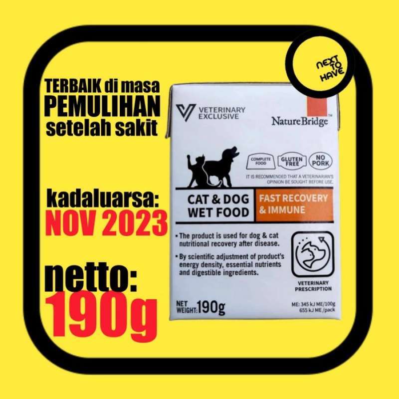 Jual Nature Bridge Recovery Wet 190gr Fast Recovery & Immune For Cat ...