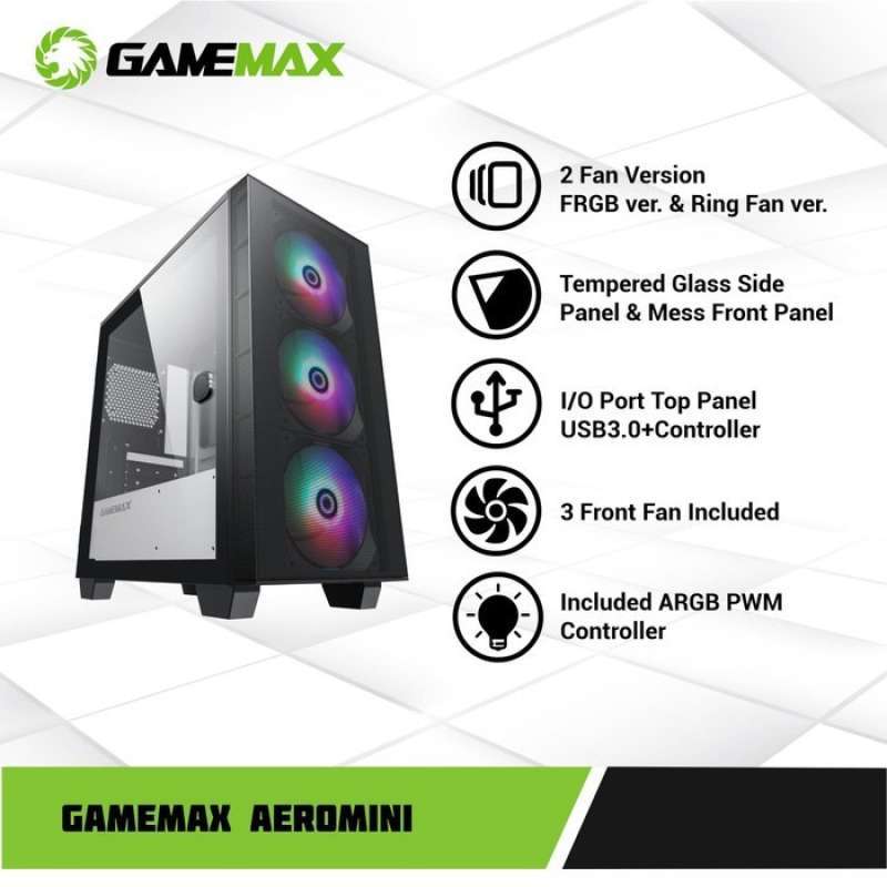 Promo Gamemax Casing Cpu Aero Mini Gaming Case With Fan - FRGB Diskon ...