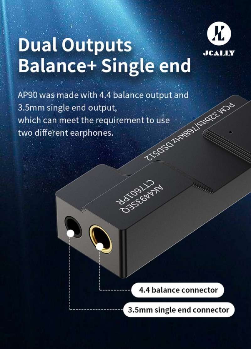 Jual JCALLY AP90 Portable DAC Amplifier AK4493SEQ AMP 32bit/768kHz ...