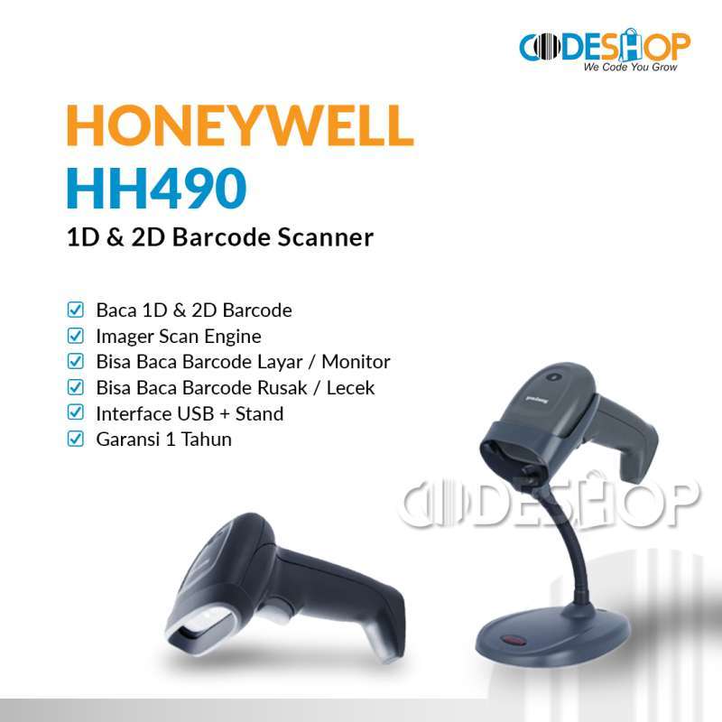 Jual Honeywell Hh490 Scanner Barcode Imager 2 Dimensi Auto Sense & Scan ...