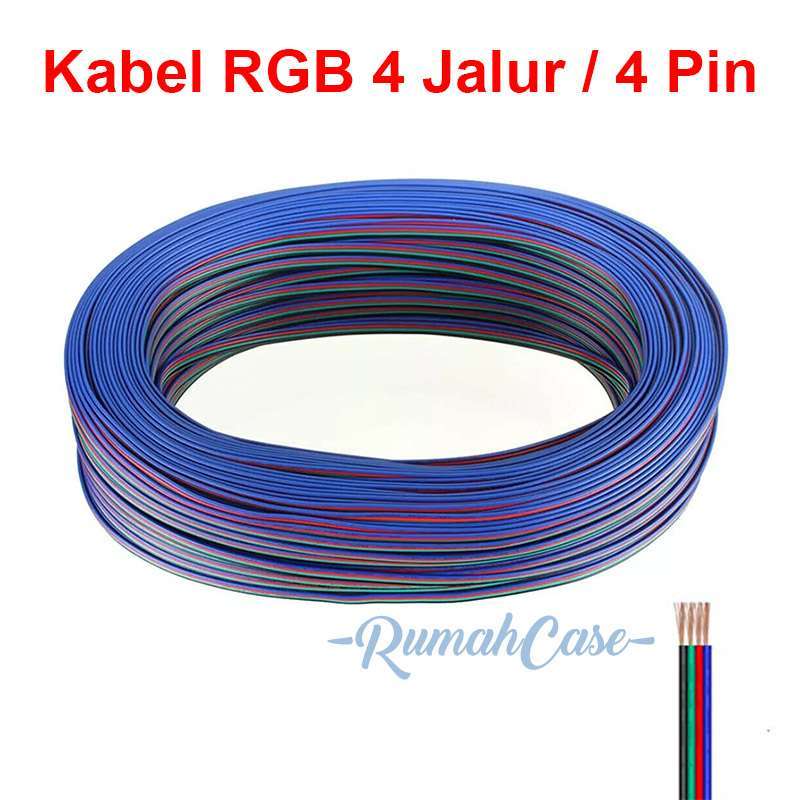 Jual Ecer Per Meter Kabel Led Strip Rgb 4 Jalur Awg 22 Meteran 1 M 5050 ...