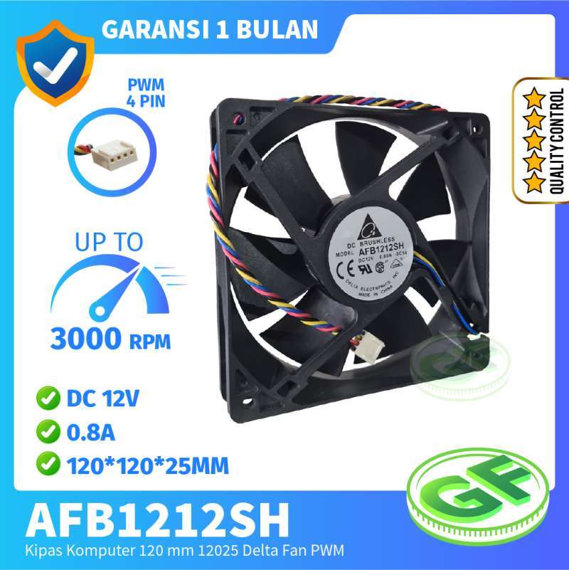 Promo Kipas Delta Fan Komputer AFB1212SH 120mm 12V 0.8A 12025 3000 RPM ...
