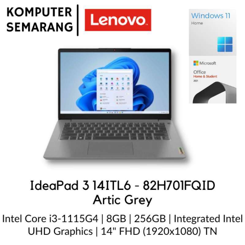 Jual LENOVO LAPTOP NOTEBOOK IDEAPAD SLIM 3 14ITL6 INTEL CORE I3-1115G4 IP3_82H701FQID di Seller ...