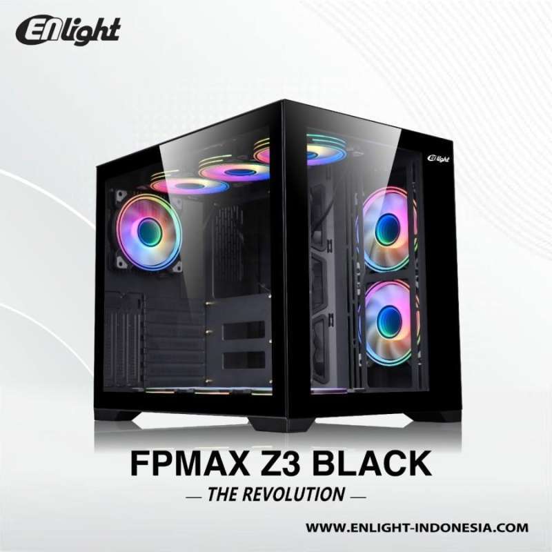 Jual ENLIGHT FPMAX Z3 BLACK Front Side Tempered Glass ATX Mid Tower ...