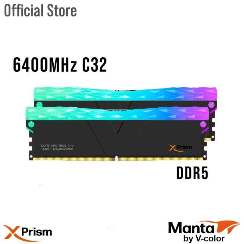Jual V-COLOR MANTA XPRISM DDR5 RGB BLACK 32GB 2x16 6400MHz TMXPL1664832KWK di Seller TF COM ...