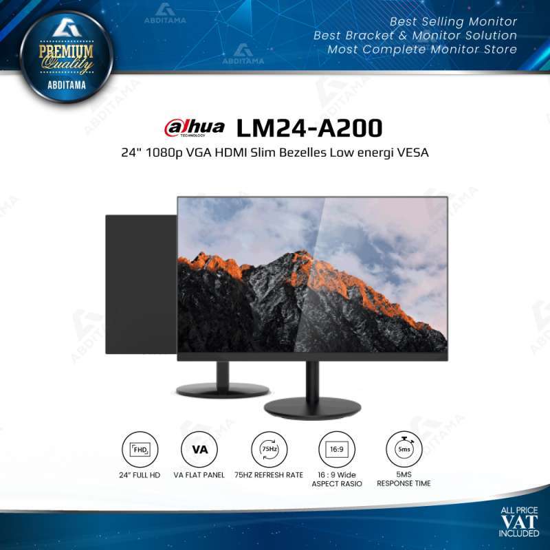 Promo Monitor LED Dahua 24 1080p VGA HDMI Slim Bezelles Low energi VESA ...
