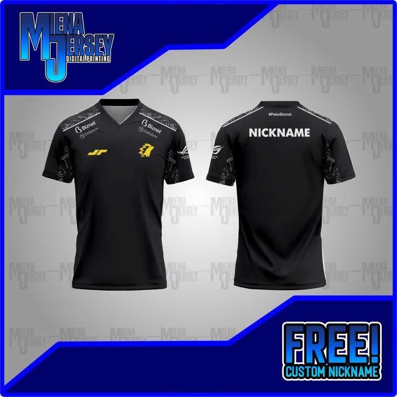 Jual Jersey Gaming Kaos Hitam Free Custom Nickname / Nama Punggung - L ...