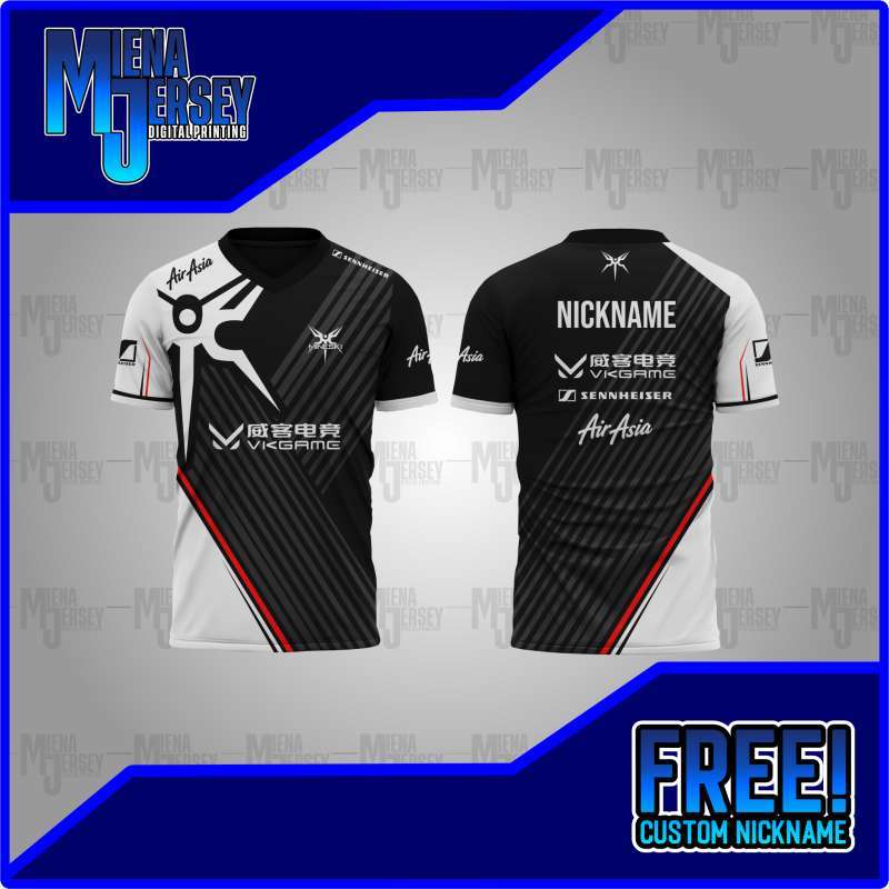 Jual Jersey Gaming Kaos Hitam Free Custom Nickname / Nama Punggung - L ...