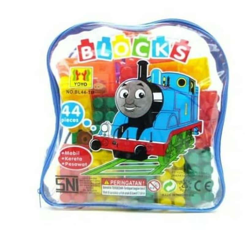 Jual Mainan Blok Balok Susun Besar Anak Isi 44 Biji Bonus Tas Thomas ...