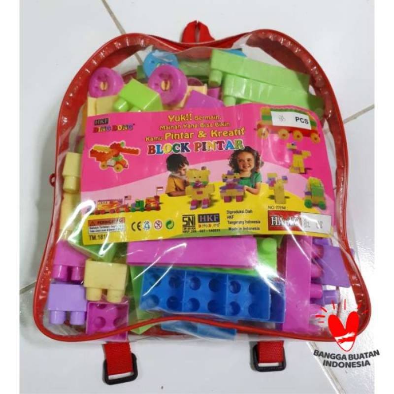 Jual Mainan Blok Balok Susun Besar Anak Isi 44 Biji Bonus Tas Thomas ...