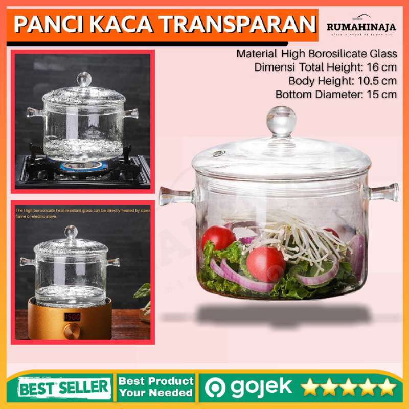 Promo Panci Kaca Tahan Panas Api Transparan Memasak Dapur Tebal Premium ...