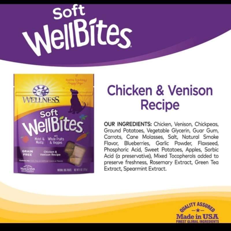 Jual Wellness Wellbites Chicken & Venison - Chewy Healthy Dog Snack Di ...