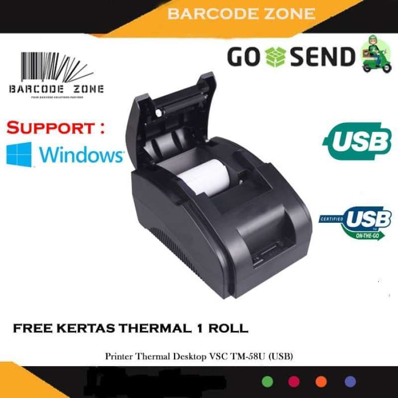 Jual Mini Pos Printer Kasir Thermal Vsc Tm-58u 58mm + 10 Roll Thermal 58 Di Seller Egel Market ...