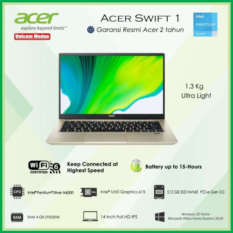Jual Acer Swift 1 Pentium Silver N6000 4GB 512 SSD OHS FHD di Seller ...