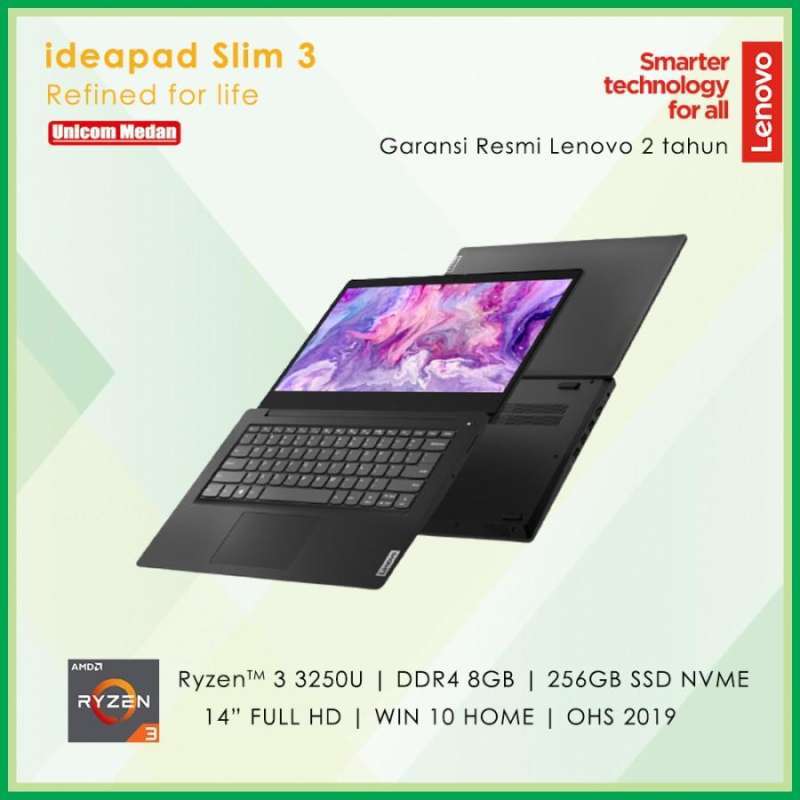 Jual LENOVO IDEAPAD SLIM 3 RYZEN 3 3250U 8GB DDR4 / 256GB SSD / 14 FHD di Seller Unicom medan ...