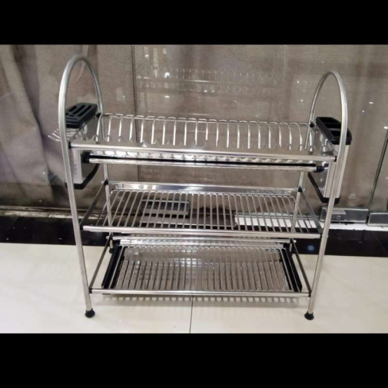 Jual Rak Piring Stainless 3 Susun /tirisan Pelengkapan Dapur Di Seller ...
