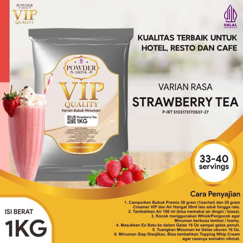 Jual Bubuk Minuman Kualitas VIP Rasa Strawberry Tea 1 Kg Teh Strawbery ...