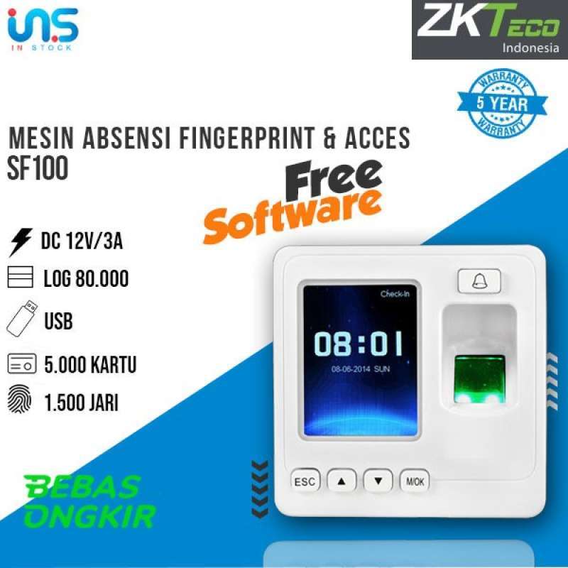 Jual Mesin Absensi Fingerprint Dan Akses Kontrol Kartu ZKTECO SF100 di ...