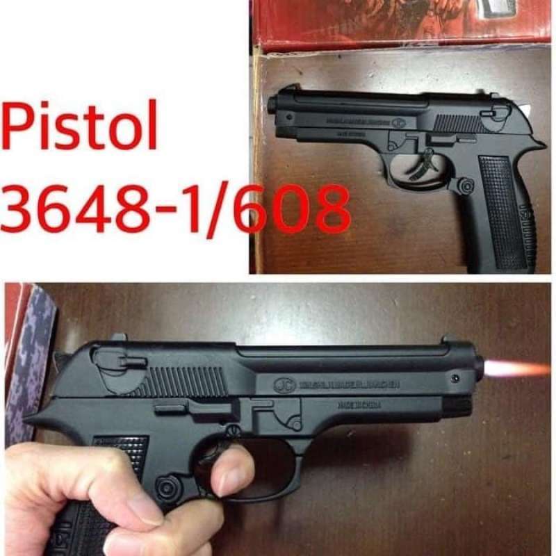 Jual Korek Pistol Full Metal - Lighter Pistol Black - 608 Leather ...