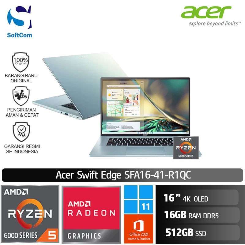 Promo Acer Swift Edge SFA16 41 R1QC Notebook [Ryzen 5-6600U/16GB/512GB ...