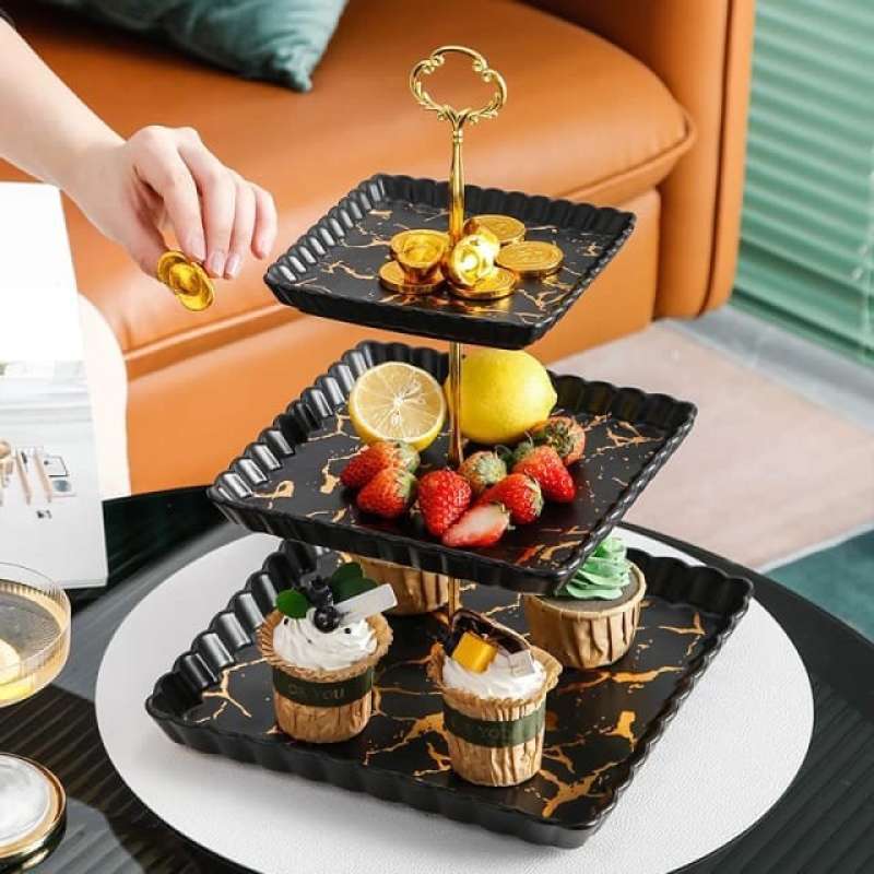 Promo Premium Gold Cake Tier / Rak Susun Kue Roti 2 & 3 tingkat ...