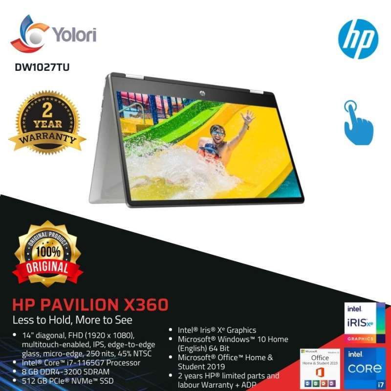Jual HP Pavilion X360 Convertible 14-DW1027TU i7-1165G7 8GB 512GB Intel Iris Xe Windows 10 OHS ...