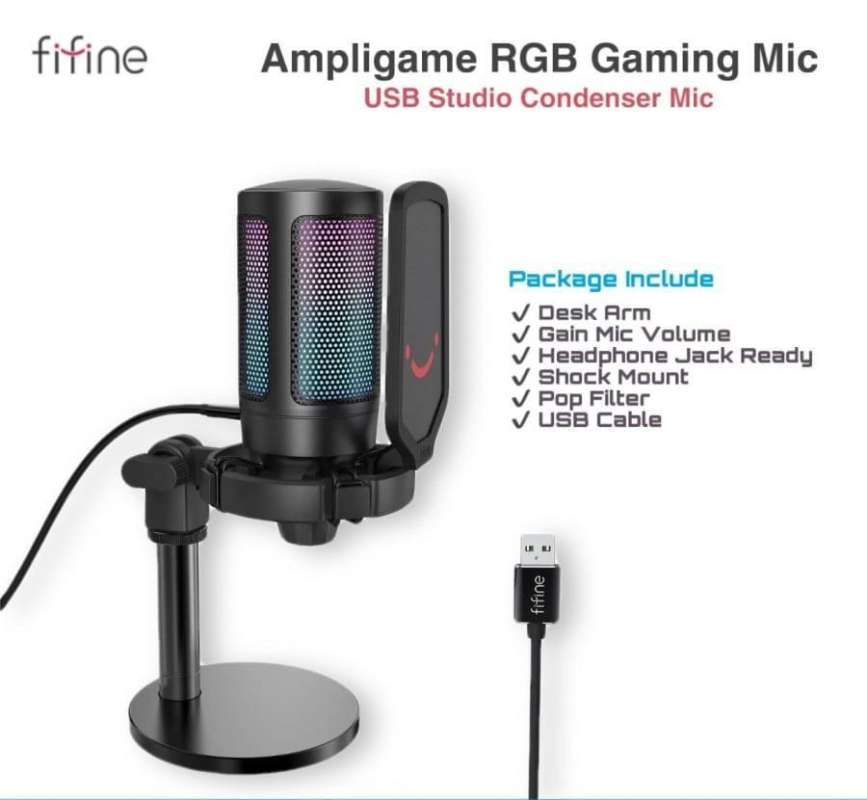 Jual FIFINE A6 Ampligame RGB Gaming Condenser Microphone di Seller ...