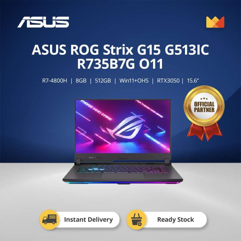 Jual ASUS ROG Strix G15 G513IC-R735B7G-O11 (R7/8GB/512GB/Win11+OHS21 ...
