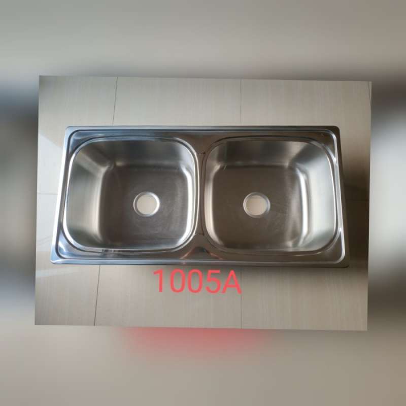Jual bak cuci piring stainless wastafel dapur stainless tebal 2 lubang ...