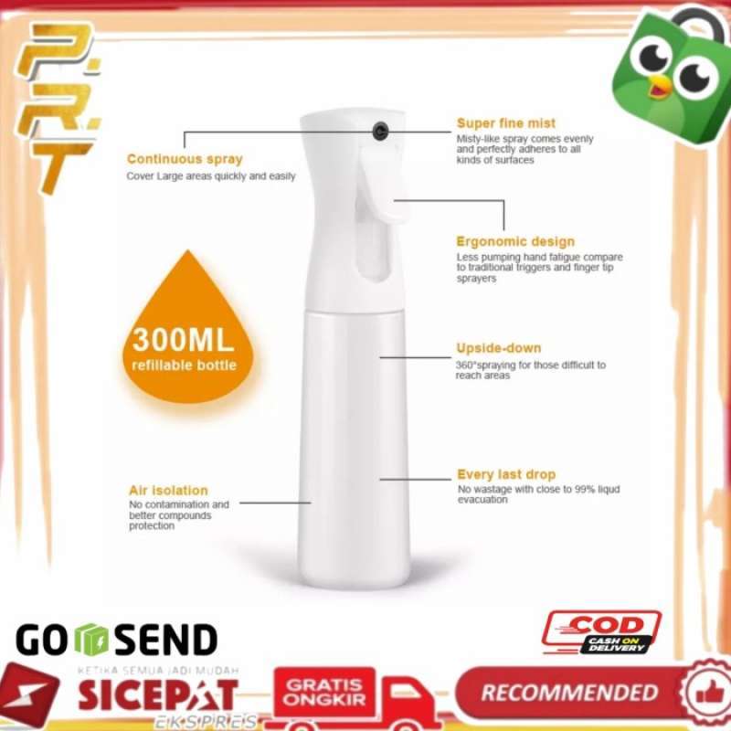 Jual Botol Spray Putih Polos Super Fine Mist Continuous Spray 300Ml di ...