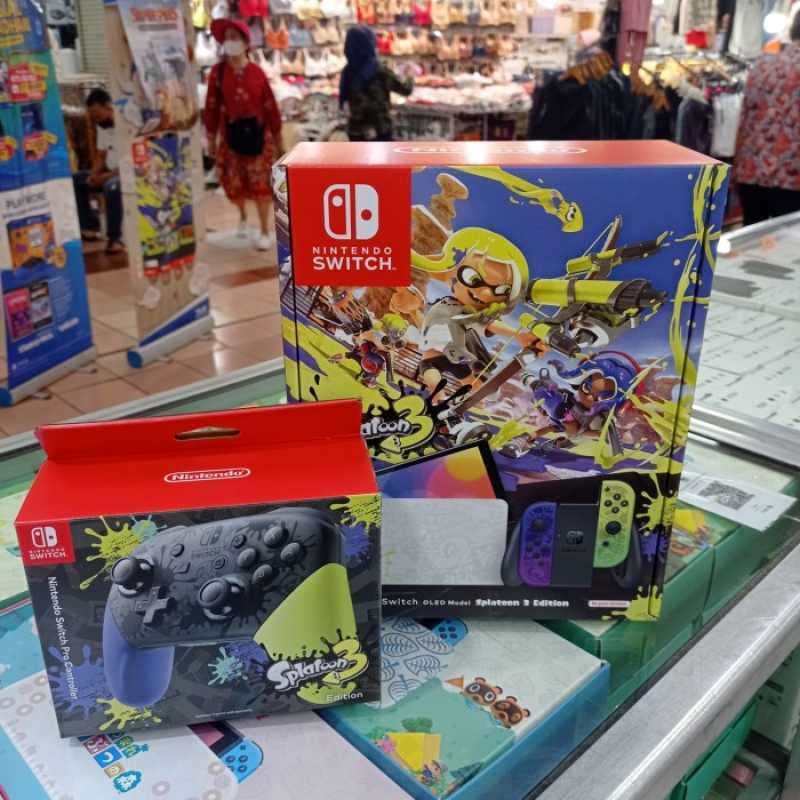 Jual nintendo switch oled splatoon 3 edition free pro controller di ...