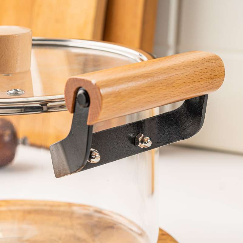 Promo Arami Lifestyle Naembi Big Glass Cooking Pot Wooden Handle 2l W ...