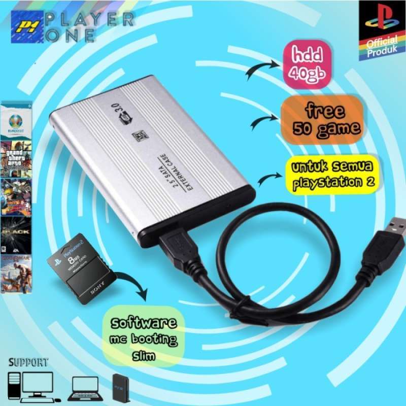 Promo HDD PS2 - Hardisk Eksternal PS2 80GB - Support Semua PS2 Slim Series Diskon 23% di Seller ...
