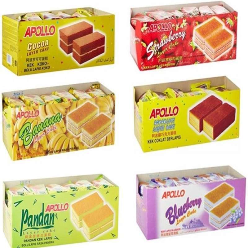 Jual Apollo chocolate and pandan layer cake 432gr 24 pcs apollo cake di ...