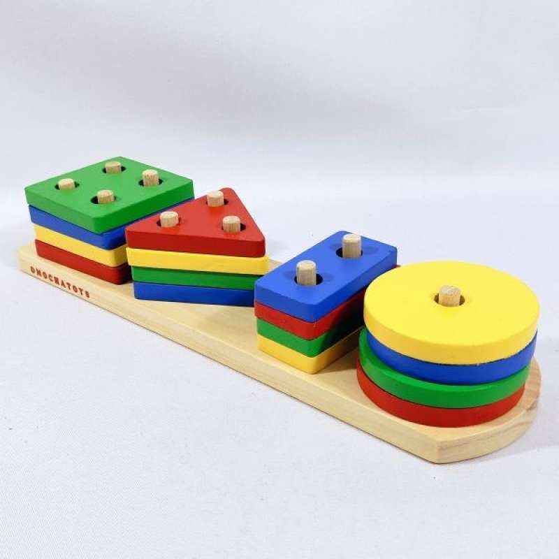 Jual Omocha - Basic Shape 4 Bentuk Mainan kayu Edukatif Anak di Seller ...