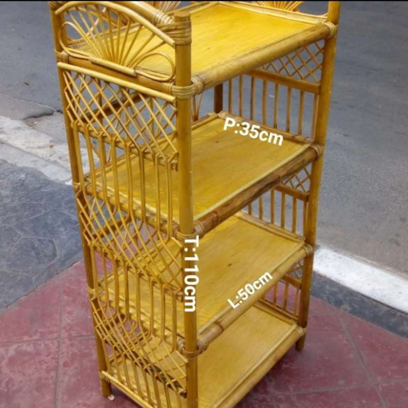 Promo Rak Rotan 4 Tingkat Diskon 3% di Seller DH_Grub - Wanajaya, Kab ...