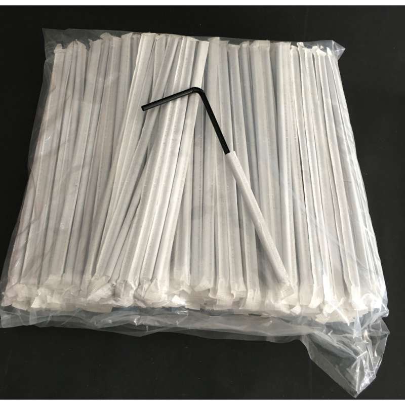 Jual Sedotan Hitam Steril kertas Bengkok / Pipet Bengkok Steril kertas ...