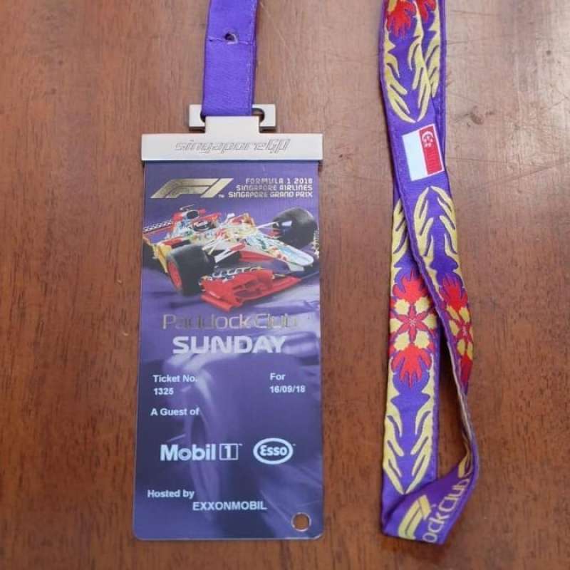 Jual Memorabilia Tiket F1 Singapore GP Paddock Club Collectible ...