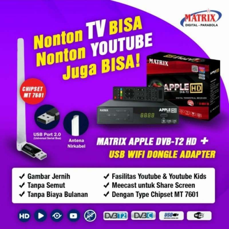 Jual DVB-T2 SET TOP BOX MATRIK APLLE HD TV DIGITAL PAKET USB WIFI DONGLE di Seller AGEYO ...