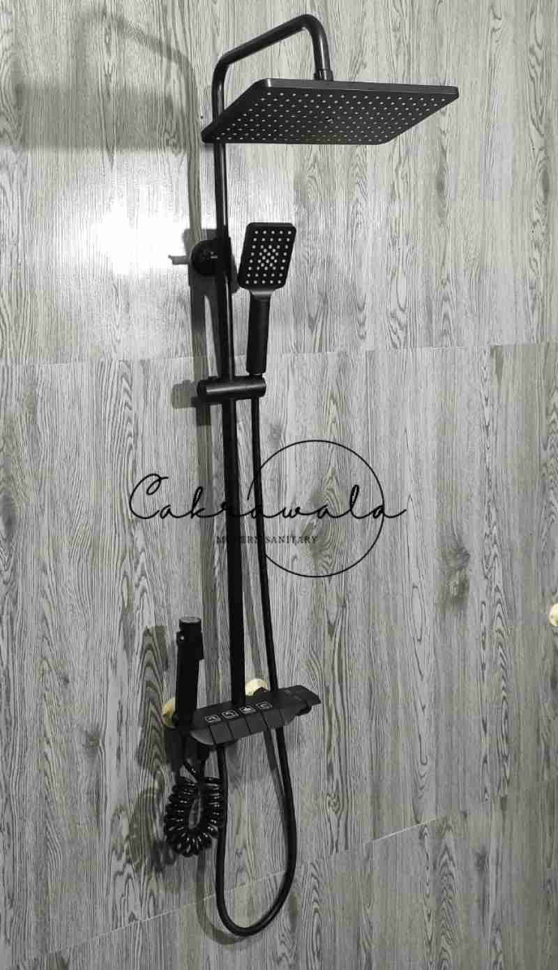 Jual Shower Tiang Panas Dingin Stainless Set Premium - Hitam/black Di ...