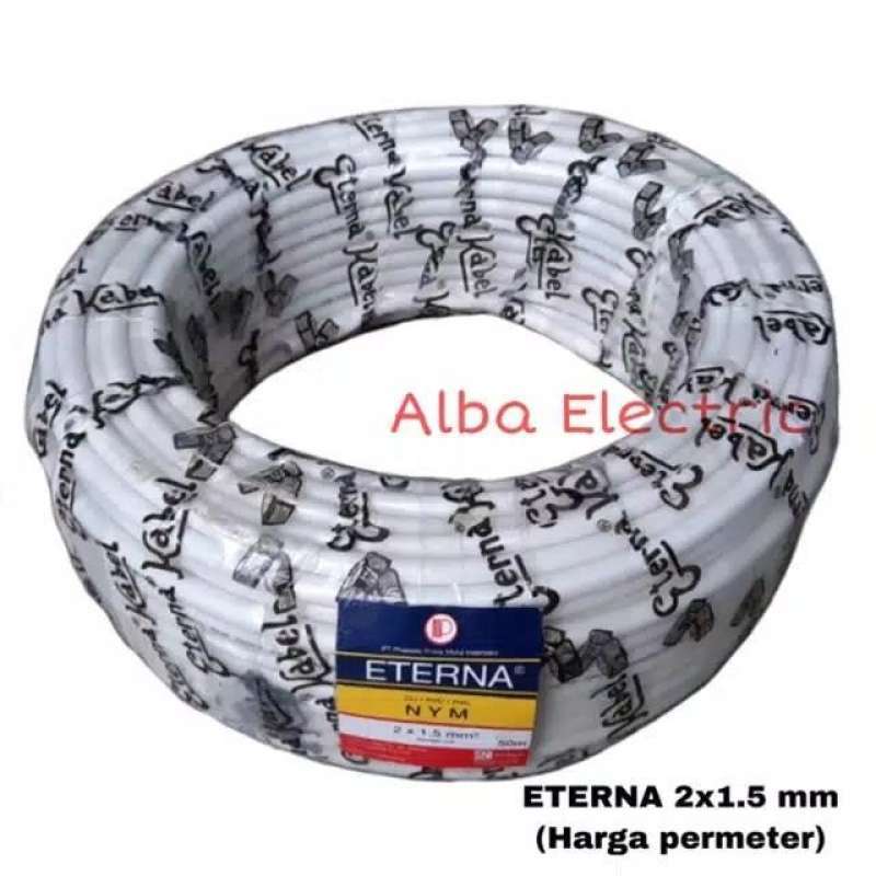 Jual Kabel Listrik Eterna 2x1,5 Mm Nym Meteran Harga Permeter Putih Kawat Di Seller Albasia ...