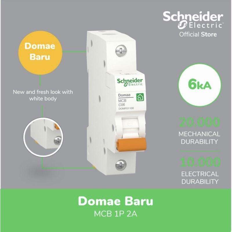 Jual MCB 2A Schneider Hijau Domae / MCB Sneider 2 ampere 1 Phase 100% ...
