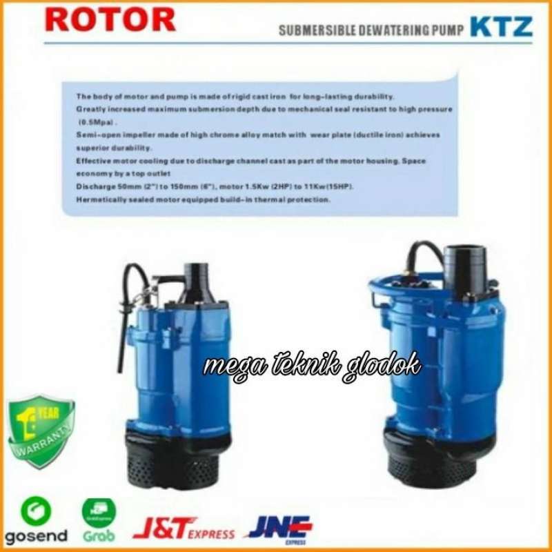 Jual Pompa Celup Banjir Air Kotor Dewatering Sumbersible Rotor KTZ 31.5 ...