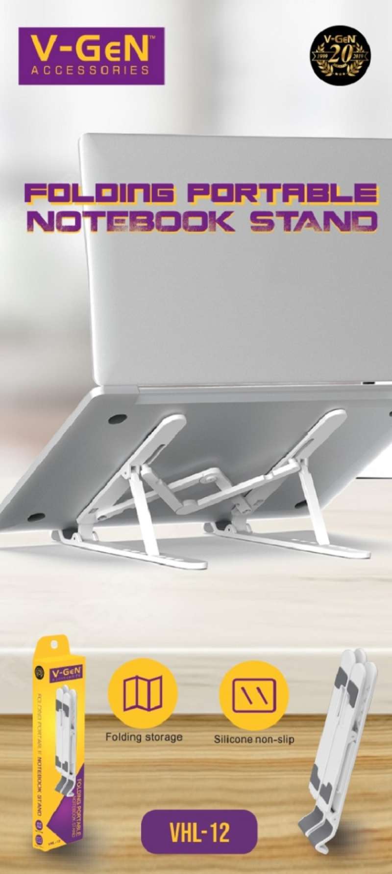 Jual Foldable Slim Portable Notebook Tablet Stand V-gen Vhl-12 Holder ...