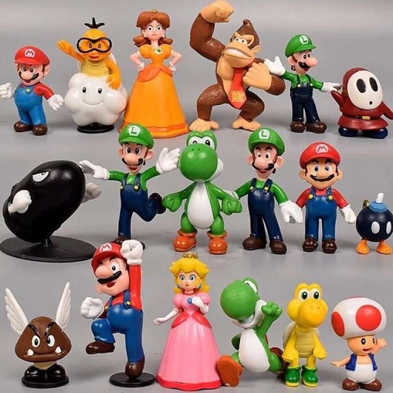 Jual Action Figure Super Mario Bros Pajangan Miniatur Set 18 Pcs di ...