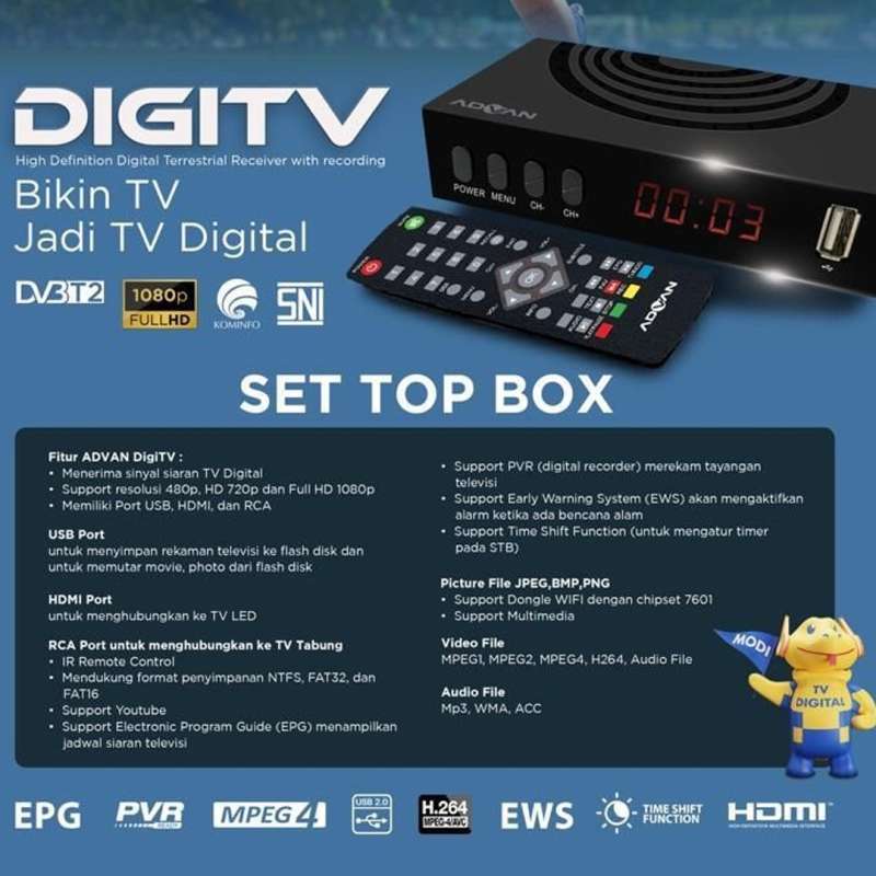Jual Set Top Box Advan Dv3 T2 Stb Digitv Antena Converter Tv Tabung ...