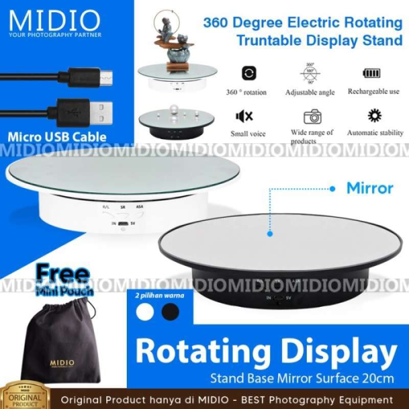 Jual Turn Table Display Table Rotary Rotasi 360 Plus Kaca Diameter 20cm ...